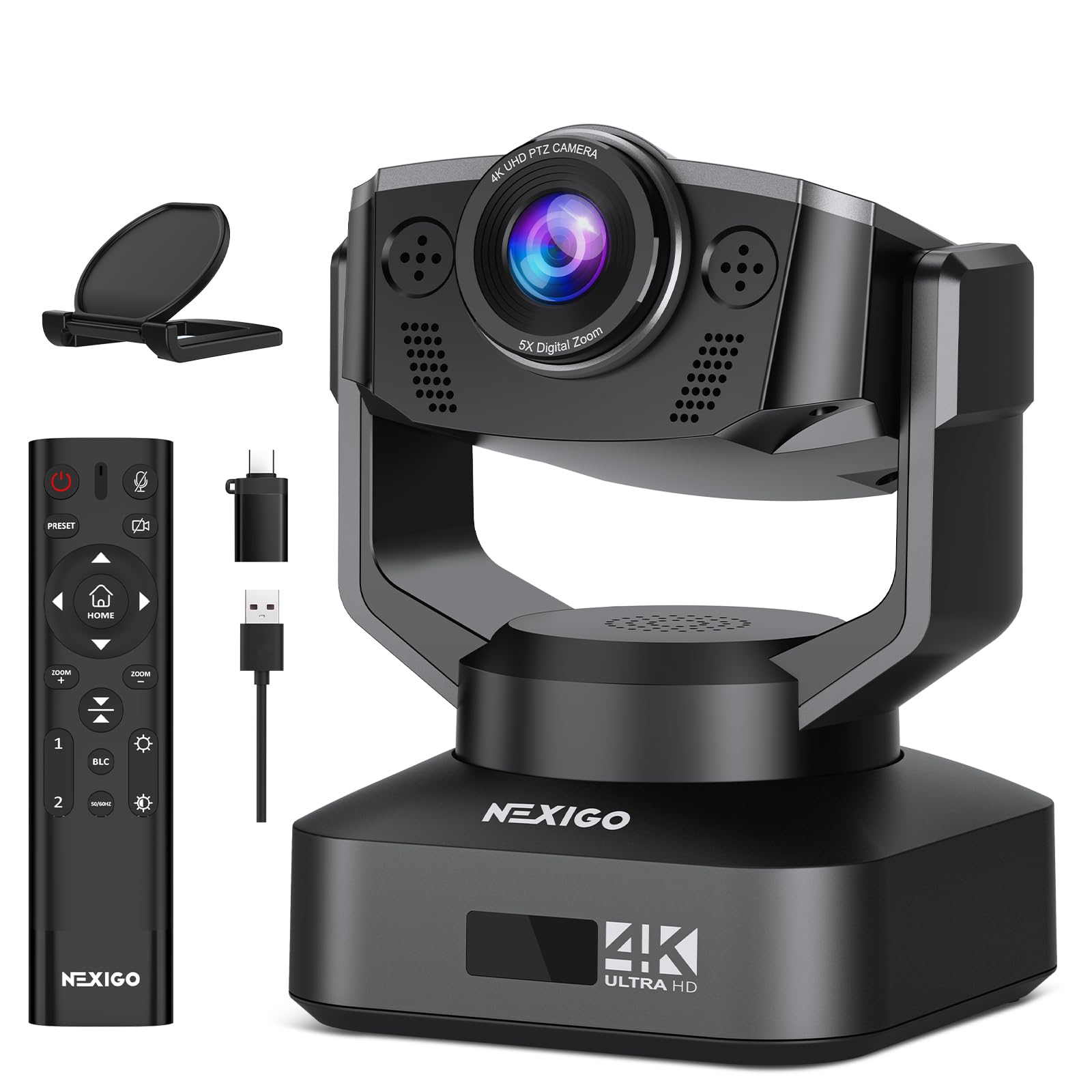 NexiGo Zoom Certified, N990 (Gen 2) 4K PTZ Webcam, Video Conference Camera System with 5X Digital Zoom, Sony_Starvis Sensor, Position Preset, Dual Stereo Mics, 3.5mm Audio Jacks for External Mics