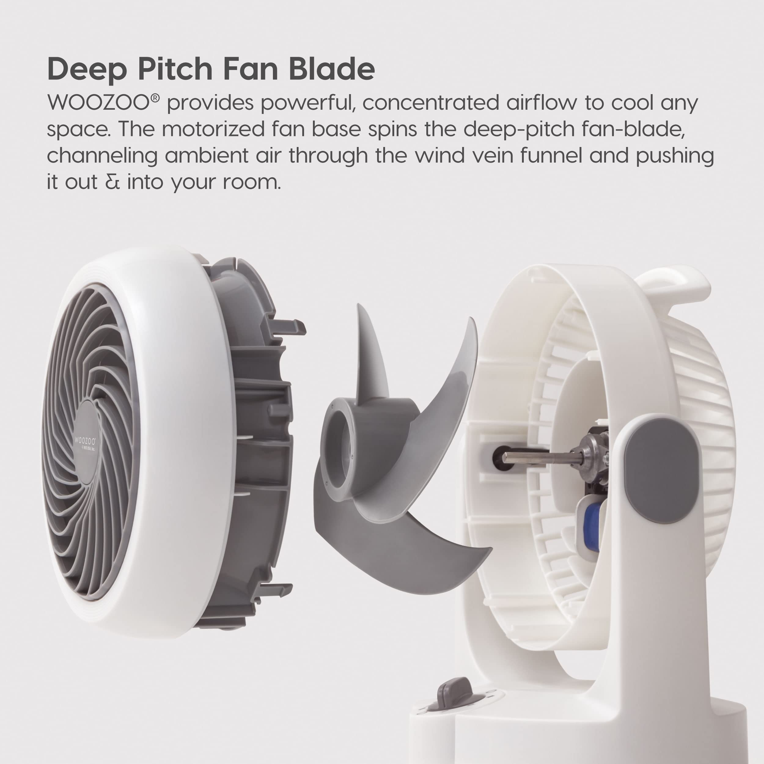 IRIS USA WOOZOO Oscillating Fan, Vortex Fan, Air Circulator, Desk Fan, Portable Fan, 3 Speed Settings, 6 Tilting Head Settings, 52ft Max Air Distance, Medium, Black