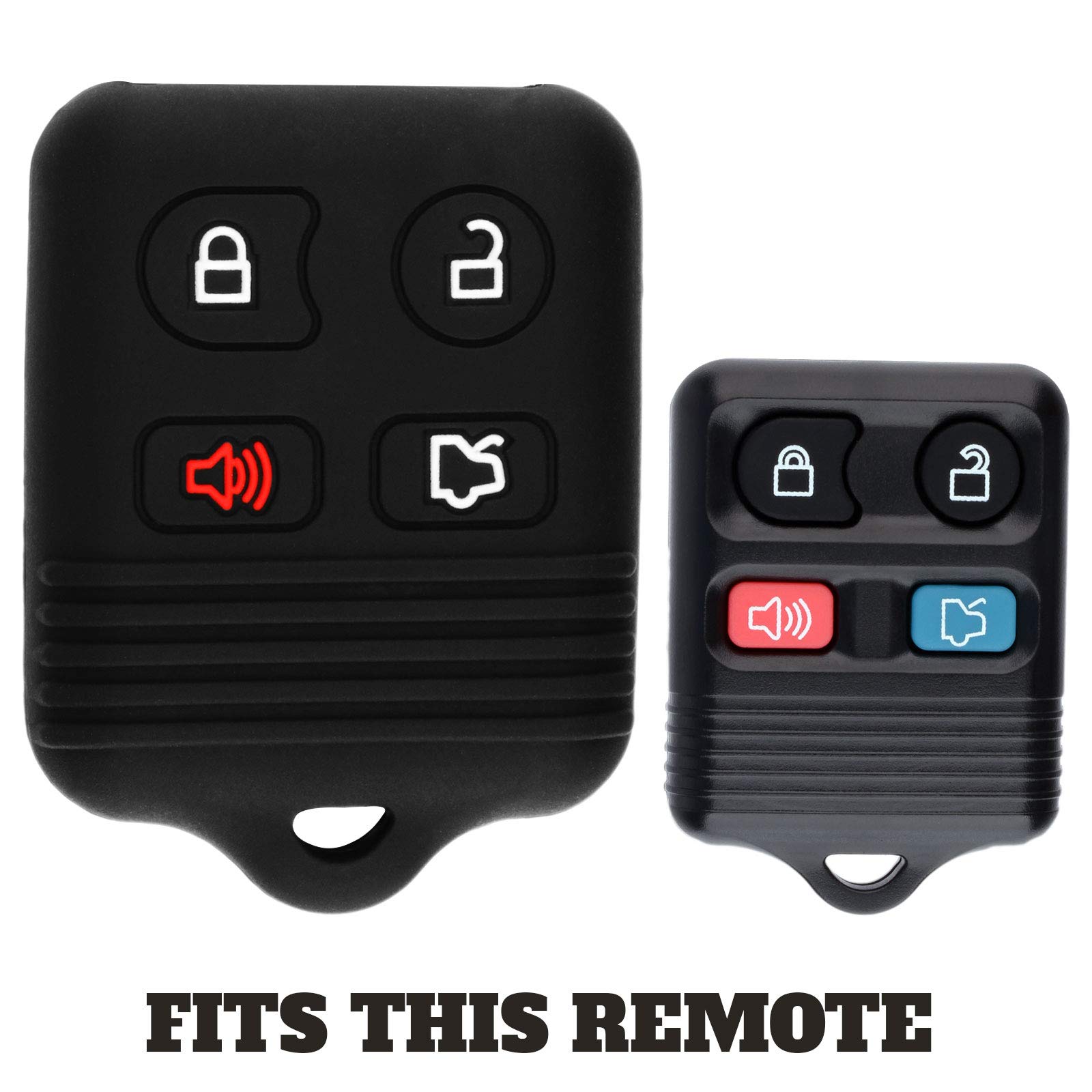 KeyGuardz Keyless Entry Remote Car Key Fob Outer Shell Cover Soft Rubber Protective Case for Ford Lincoln Mercury CWTWB1U345 (Pack of 2)