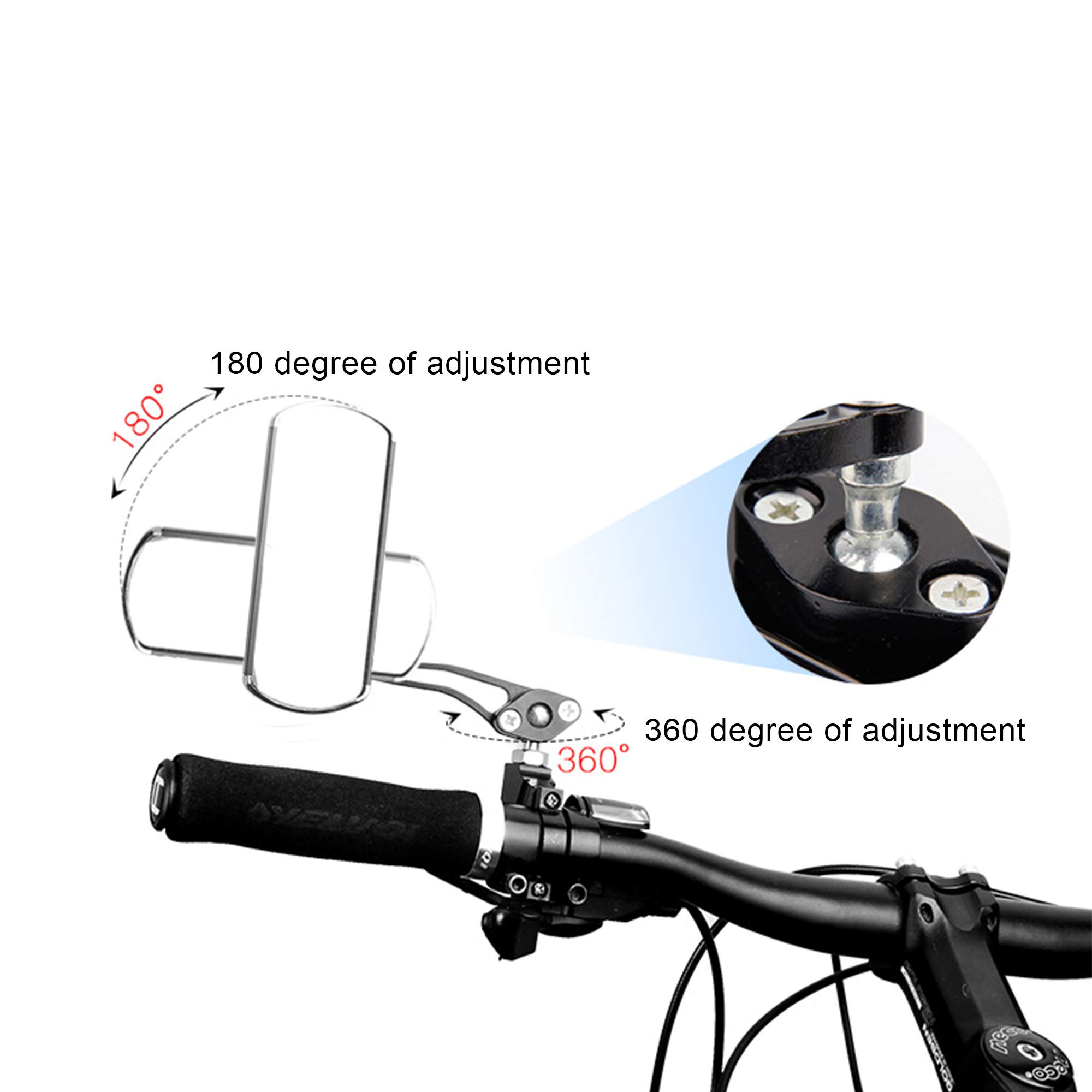 Jeemitery Bicycle Mirror,A Pair of 360°Rotation Back Rearview Mirror Handlebar Wide Angle Bike Mirror-Black