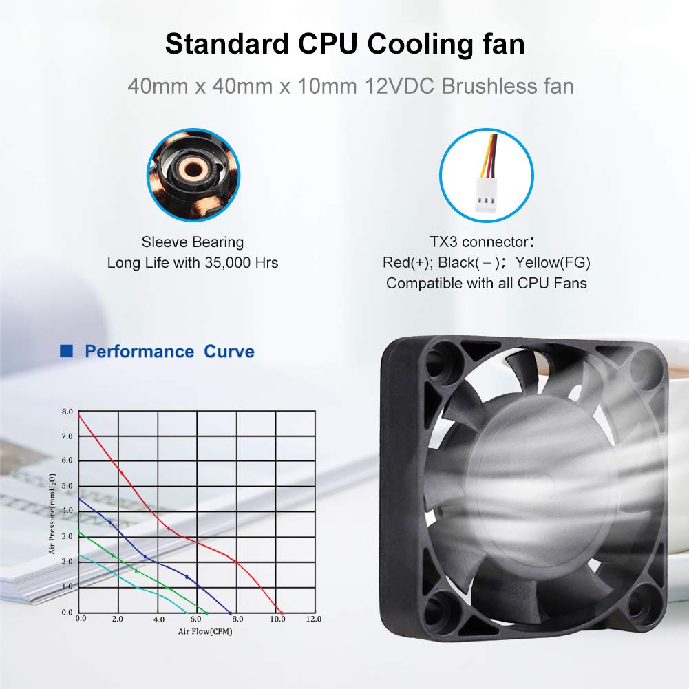 KEYFANCLUB 2-Pack 40mm 4cm 40x40x10mm 12V DC 3-PIN 3 Wire FG Small Northbridge Heatsink CPU PC Case Cooler Cooling Replacement Fan