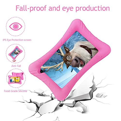 PRITOM Kids Tablet, 32 GB ROM, Quad Core Processor, HD IPS Display, WiFi 7 inch Android Tablet, Kid-Proof with Kids Tablet Case