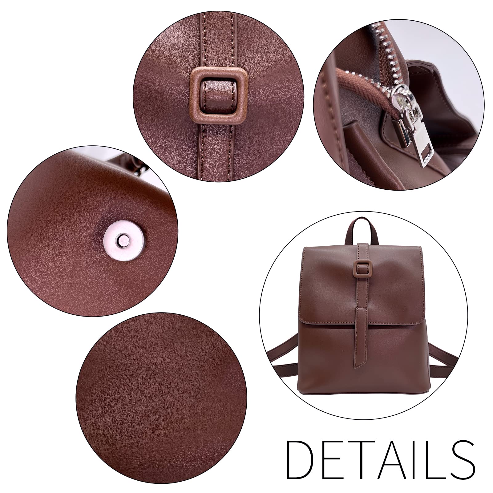 PS PETITE SIMONE Leather Small Backpack Purse for Women Mini Backpack Casual Fashion Daypack