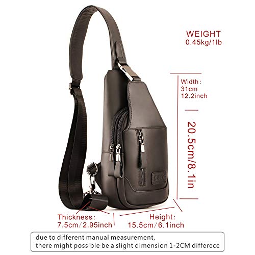 YUAN FAN Small Leather Sling Bag for Men,Travel Chest Crossbody Shoulder Outdoor Sports Backpack