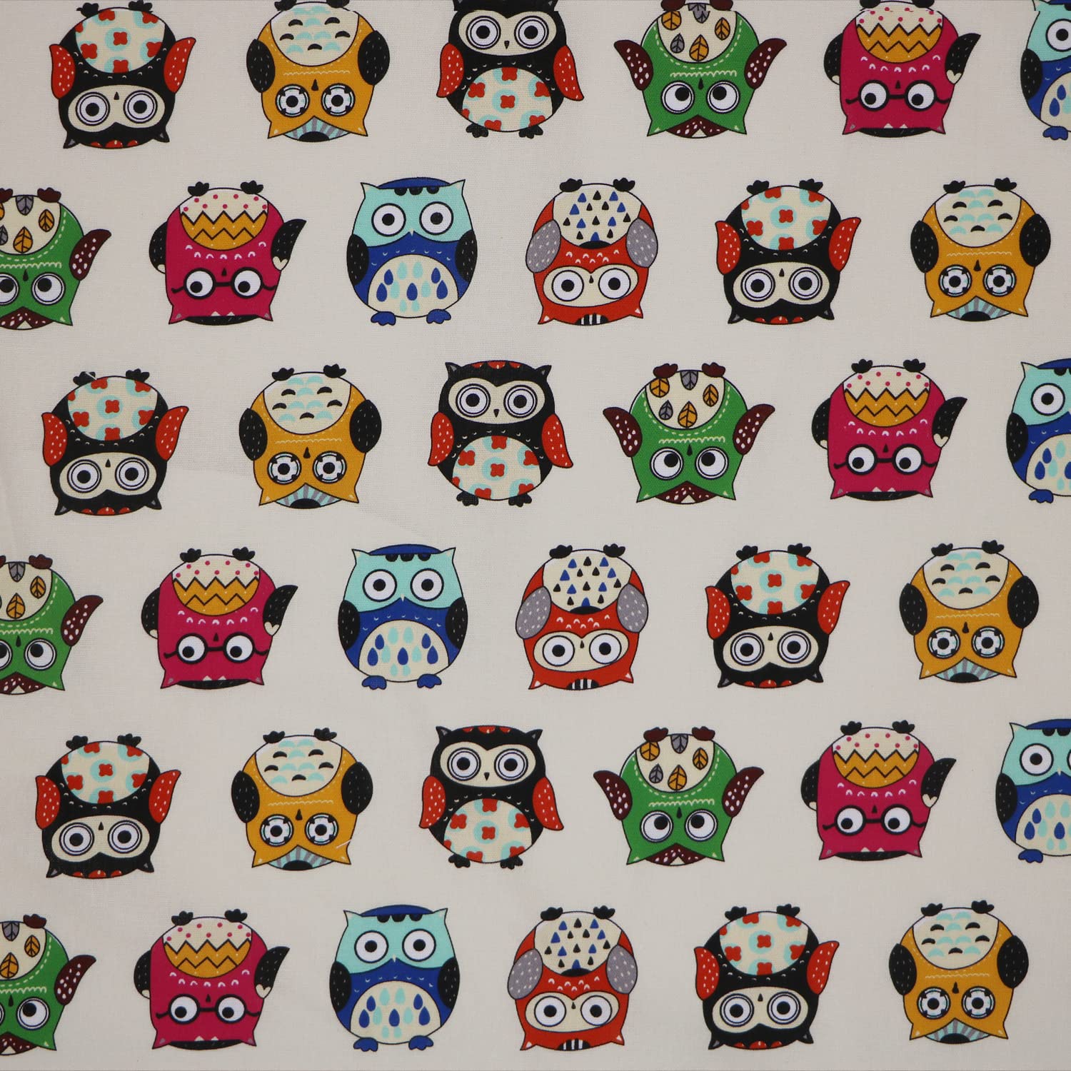 iNee Cute Owl Fat Quarters Fabric Bundle, Precut Cotton Fabric for Sewing Quilting, 18 x 22 inches, (Cute Owl)