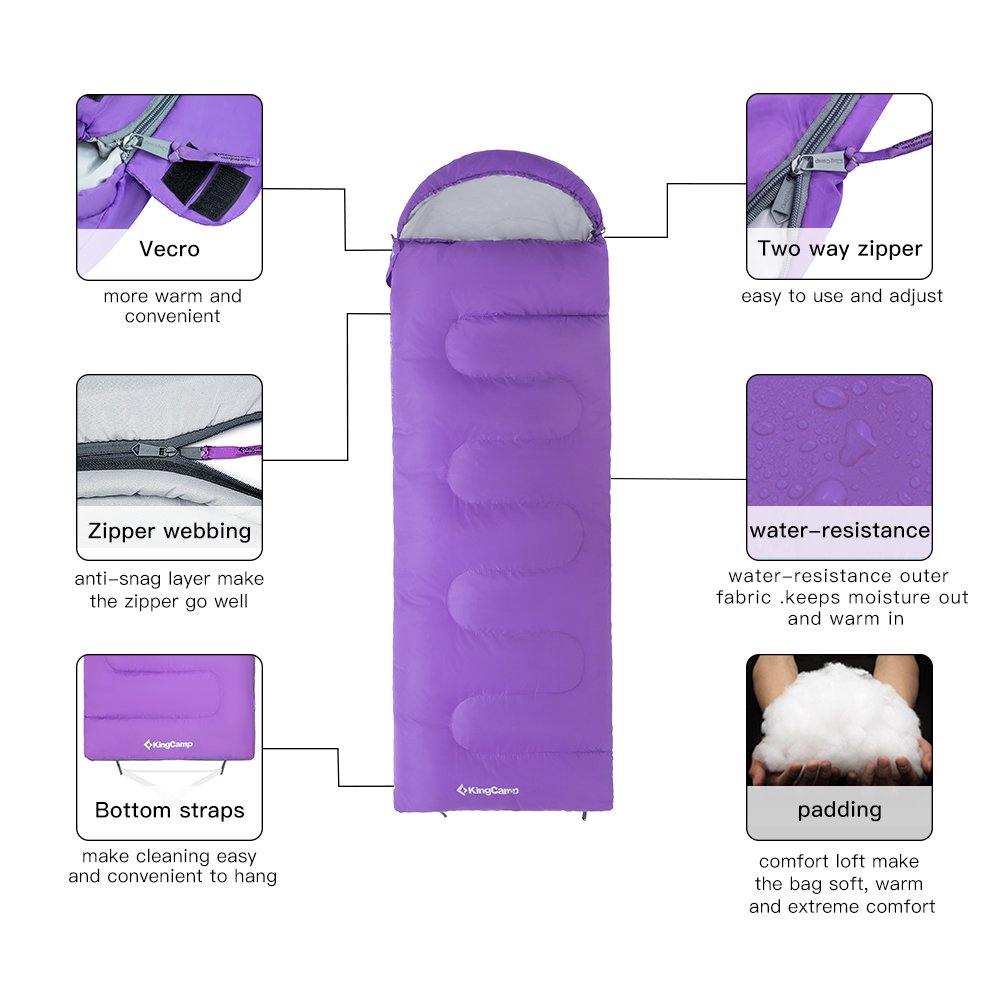 KingCamp Hooded Sleeping Bag: Lightweight and Windproof