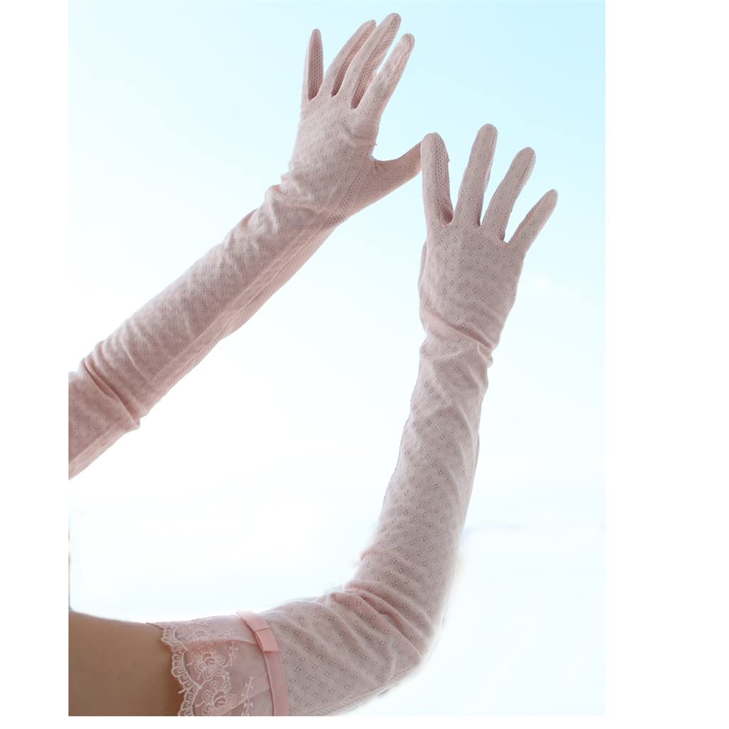 n/a Summer Sleeve Gloves Women's Thin Section Lengthened Cotton Driving Riding Flip Cover Arm Sleeves (Color : B, Size : 14 * 50cm)