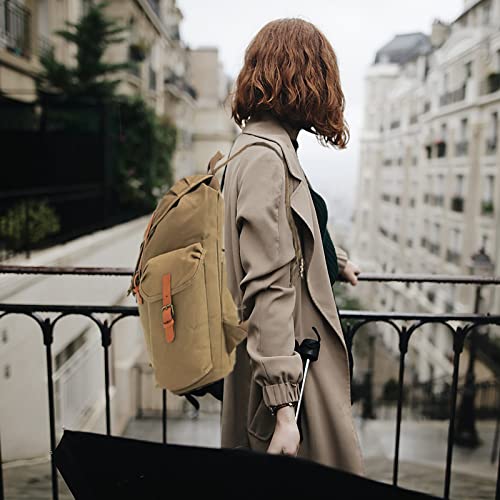 WINTMING Vintage Canvas Backpack Women Men Travel Rucksack Casual Laptop Backpack (Khaki)