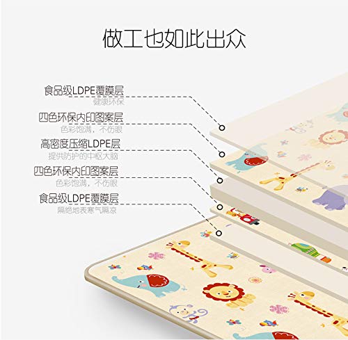 Jesaisque Baby Play Mat Foldable Baby Crawling Mat Reversible Baby Play Gym Mat Non-Slip Waterproof (Multicolor, 71"x59"x0.2inch)