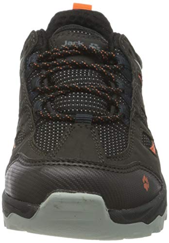 Jack Wolfskin Vojo Texapore Low Hiking Shoe Boot, Phantom/Orange Coral, 2 US Unisex Big Kid