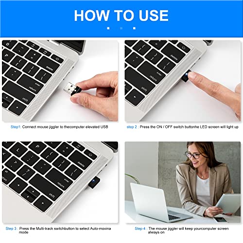 RorHety Mouse Jiggler Mouse Shaker with 3 Jiggle Modes Plug & Play,Mouse Mover Wiggler Undetectable USB Port,Simulate Mouse Movement, Prevent Computer Laptop Entering Sleep (Black)