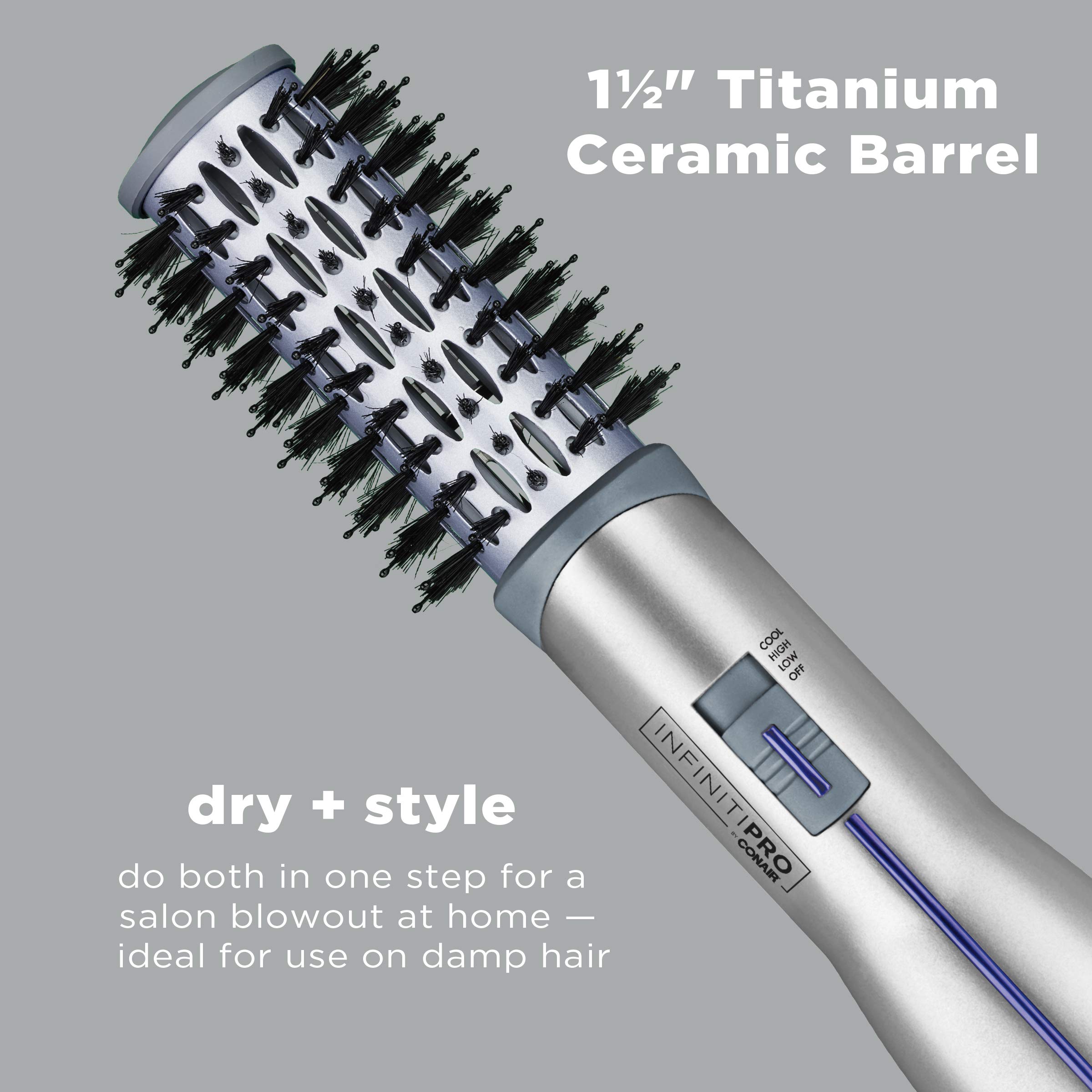 INFINITIPRO BY CONAIR Titanium Ceramic Hot Air Brush, 1 1/2-Inch Hot Air Styling Brush