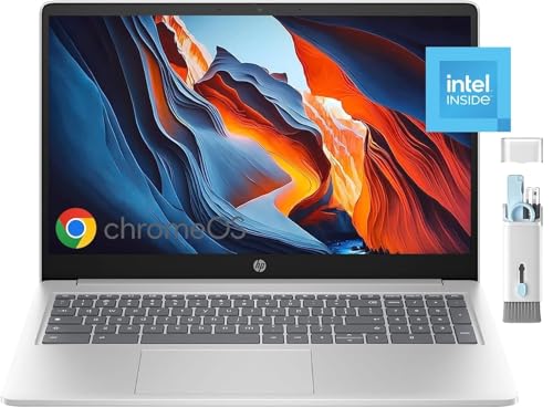 HP 2023 Newest Chromebook Laptop, 15.6" FHD IPS Display, 8GB LPDDR5 RAM, 128GB UFS, 8-Core Intel Core i3-N305(Up to 3.8GHz), Intel UHD Graphics, Fast Charge, Long Battery, SD Reader, WiFi 6, Chrome OS