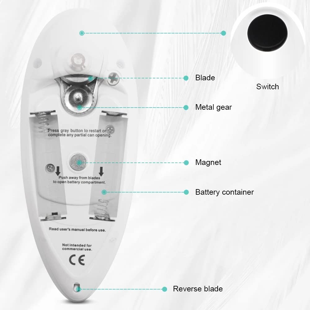 Kiizo Electric Can Opener one push of button Electric Safety Can Opener Smooth Edge Jar Bottle Openers Home Kitchen Battery Operated Handheld Automatic Can Opener
