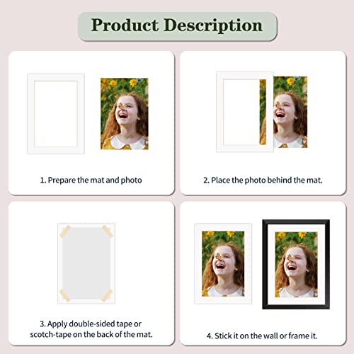 ZBEIVAN 5x7 White Picture Mats for 4x6 Pictures 25 Packs, Acid-Free White Core Bevel Cut Frame Mattes for Photos, Prints, Drawings, or Artworks
