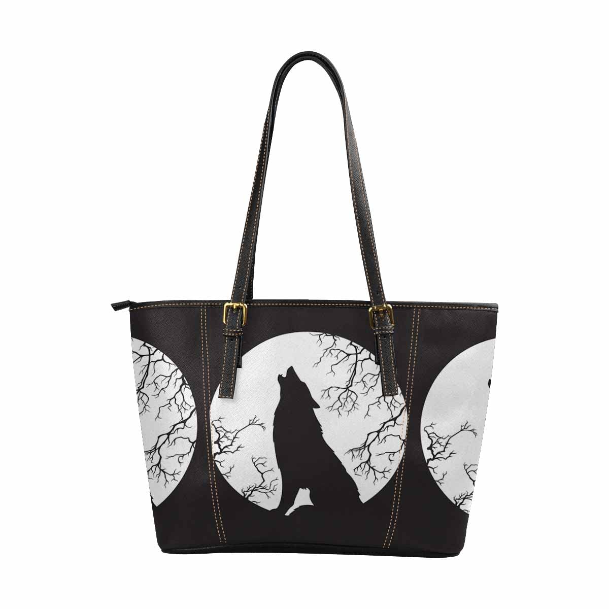 InterestPrint wolf at full moon Handbag Tote Shoulder Bag, Top Handle Satchel Bag