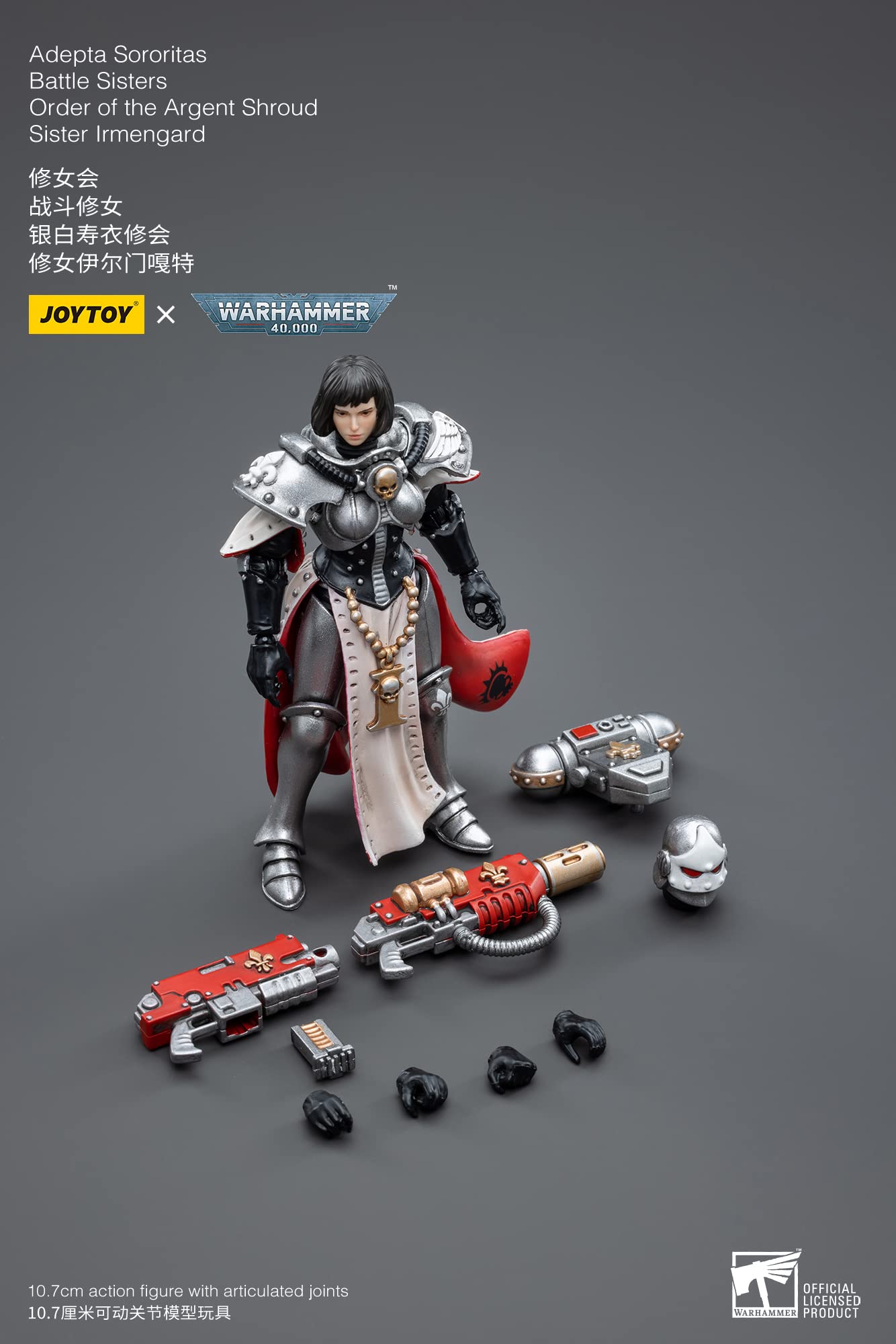 JoyToy Warhammer 40K: Adepta Sororitas Argent Sister Irmengard 1:18 Scale Figure