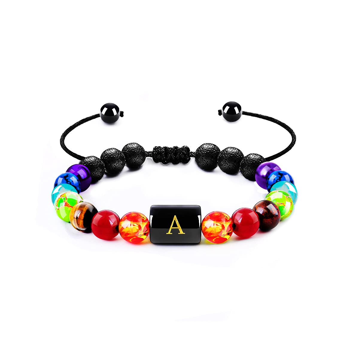malyunin Initial Bracelet Stress Relief Gifts For Women Girls Yoga Chakra Bracelet For Women Healing Crystal Bracelet Essential Oil Bracelet For Women(A)