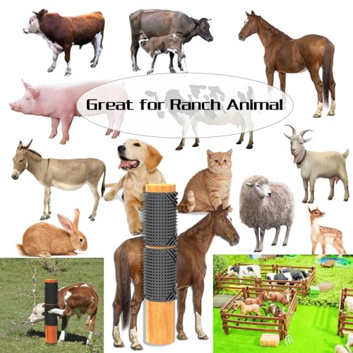 Sovipal Upgraded Equine & Bovine Massage Brush Kit - Soft Touch Itchin Post Pad- Animal Scratchers for Safe and Satisfying Itch Relief with Hoof Pick- 2Pieces
