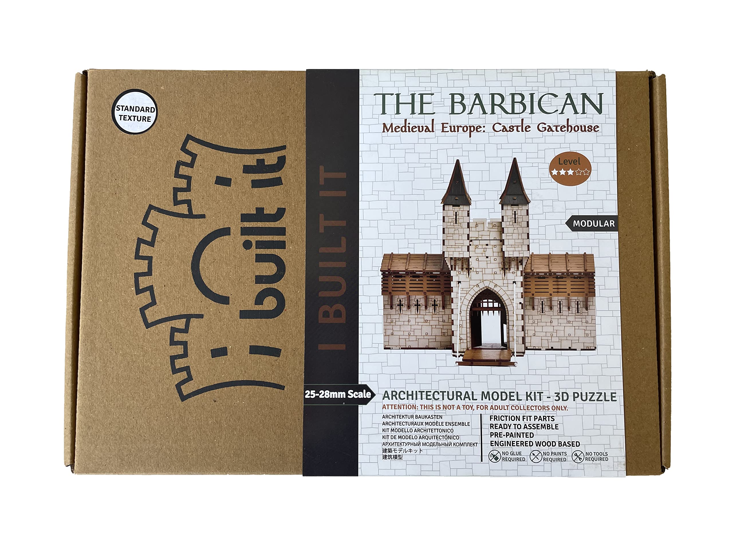I Built It - Barbican P - Castle Gatehouse - 3D Wooden Puzzle - 28mm Scale Model Building Kit for Adults & Kids, Educational Toy, Creative Gift, Fun DIY Family Activity, Tabletop Miniature Terrain Kit