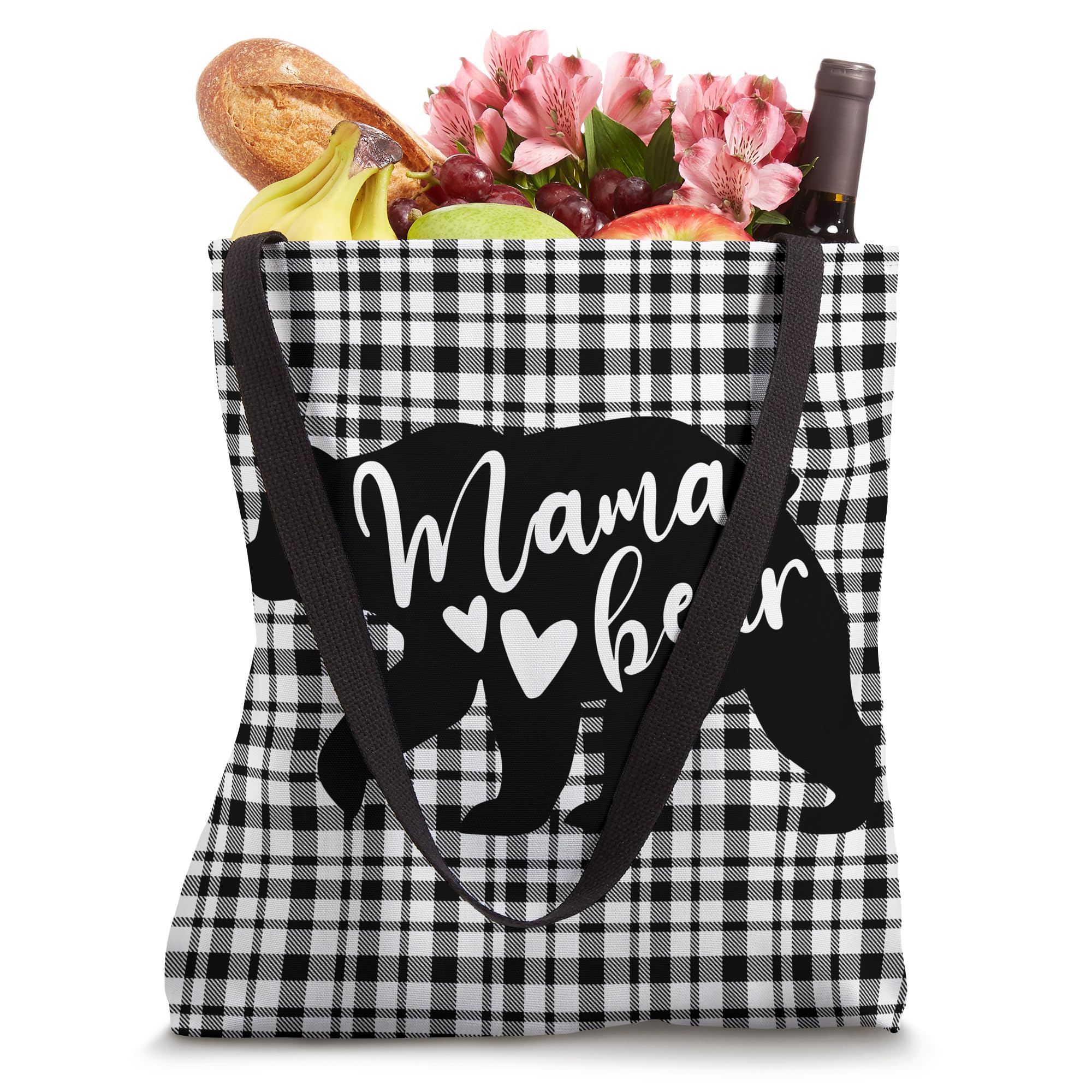 Mama Bear Buffalo Black and Red Plaid Family Women Mom Tote Bag