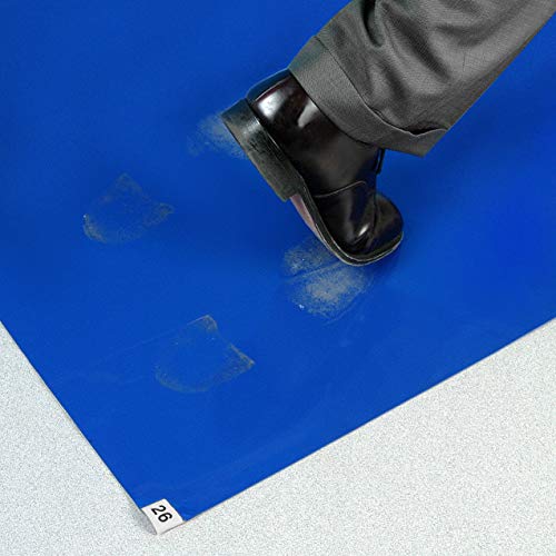 Valutek Sticky Mat for Cleanrooms, Adhesive Tacky Mat, Capture Dirt and Dust, Ideal for Hospital Labs Fabs Warehouse (4 Pads of 30 Sheets) (24" x 36", Blue)