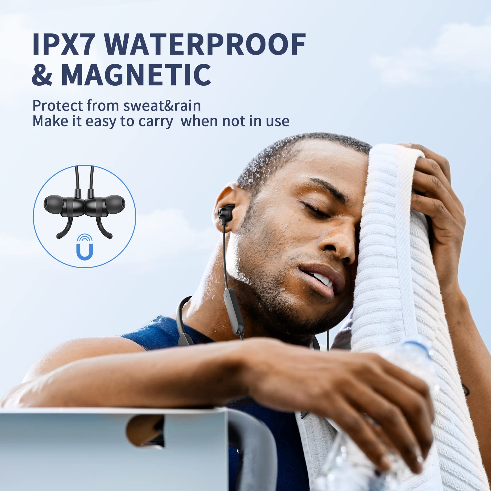 JOYWISE Bluetooth Headphones Wireless Earbuds with 52Hrs Playtime,Bluetooth 5.3 Headphones Wireless Bluetooth Neckband,IPX7 Waterproof Stereo Earphones with USB-C Fast Charging for Workout Gym Sport