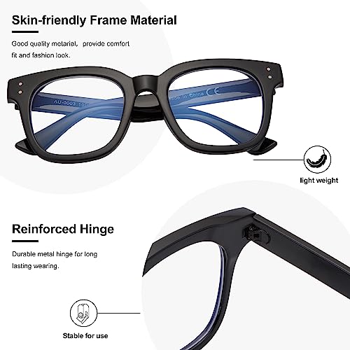 Madison Avenue Blue Light Blocking Glasses Oversized Fashion Blue Light Glasses for Women Anti Eyestrain & UV Protection Computer Eyeglasses(Black Grey)