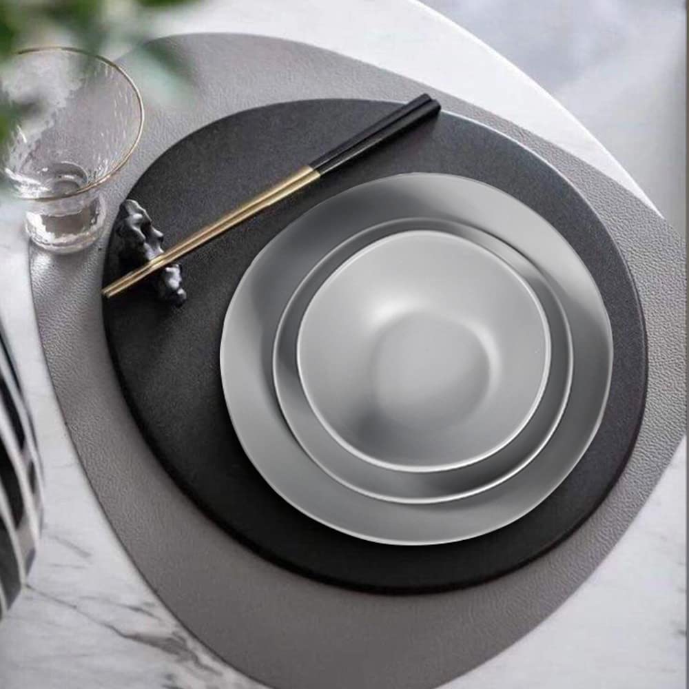 Irregular Melamine Dinnerware Sets-12 Piece Plates and Bowls Sets,Indoors and Outdoors Dinnerware,Service for 4,Dishwasher Safe,Grey