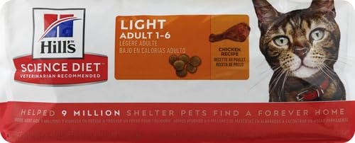 Hill's Science Diet Light, Adult 1-6, Weight Management Support, Dry Cat Food, Chicken Recipe, 16 lb Bag