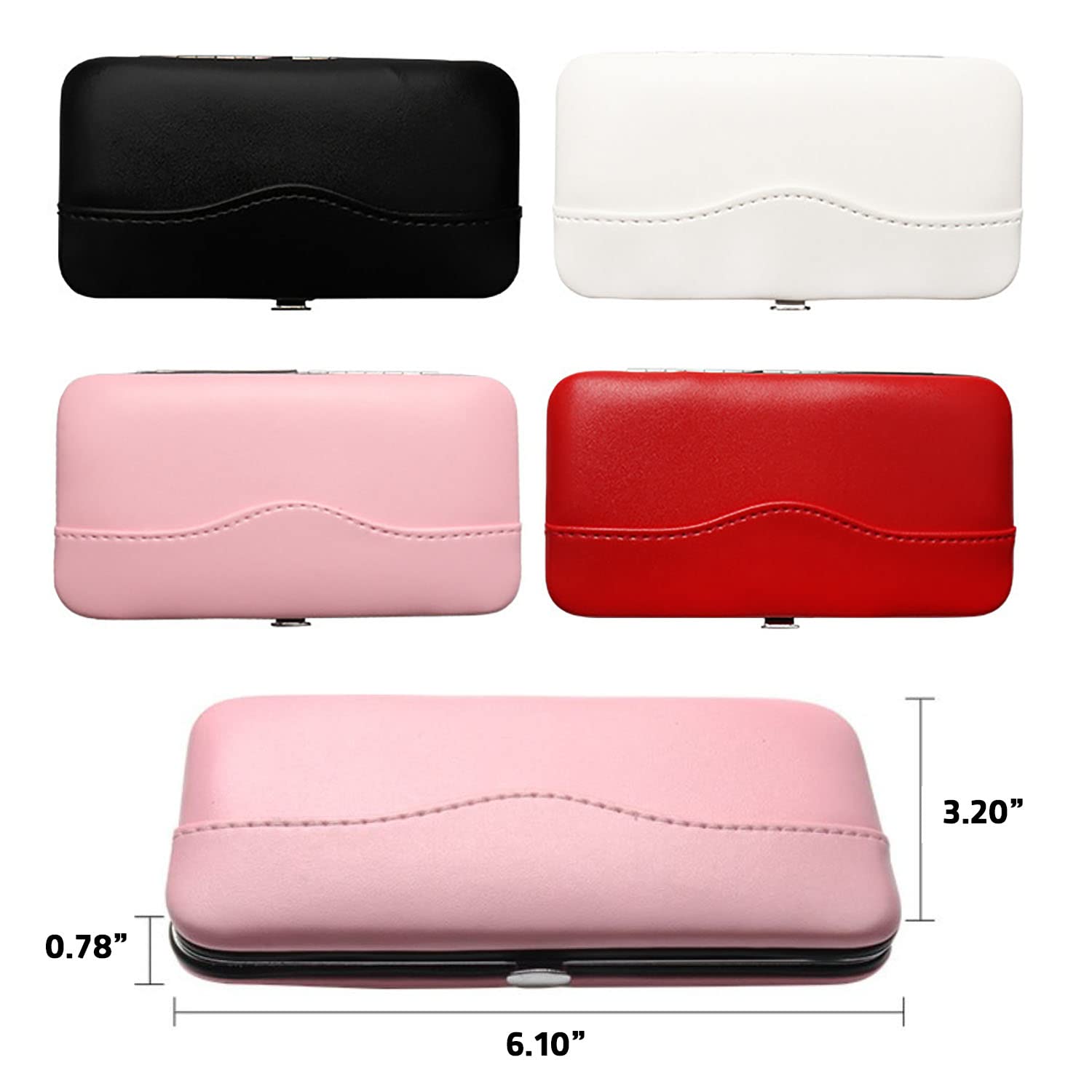 Small Tweezers Case for Eyelash Extensions, PU Leather Empty Storage Bag, Portable Travel Grafting Extension Makeup Tools Scissors Lash Brush (Pink) (TC-P)