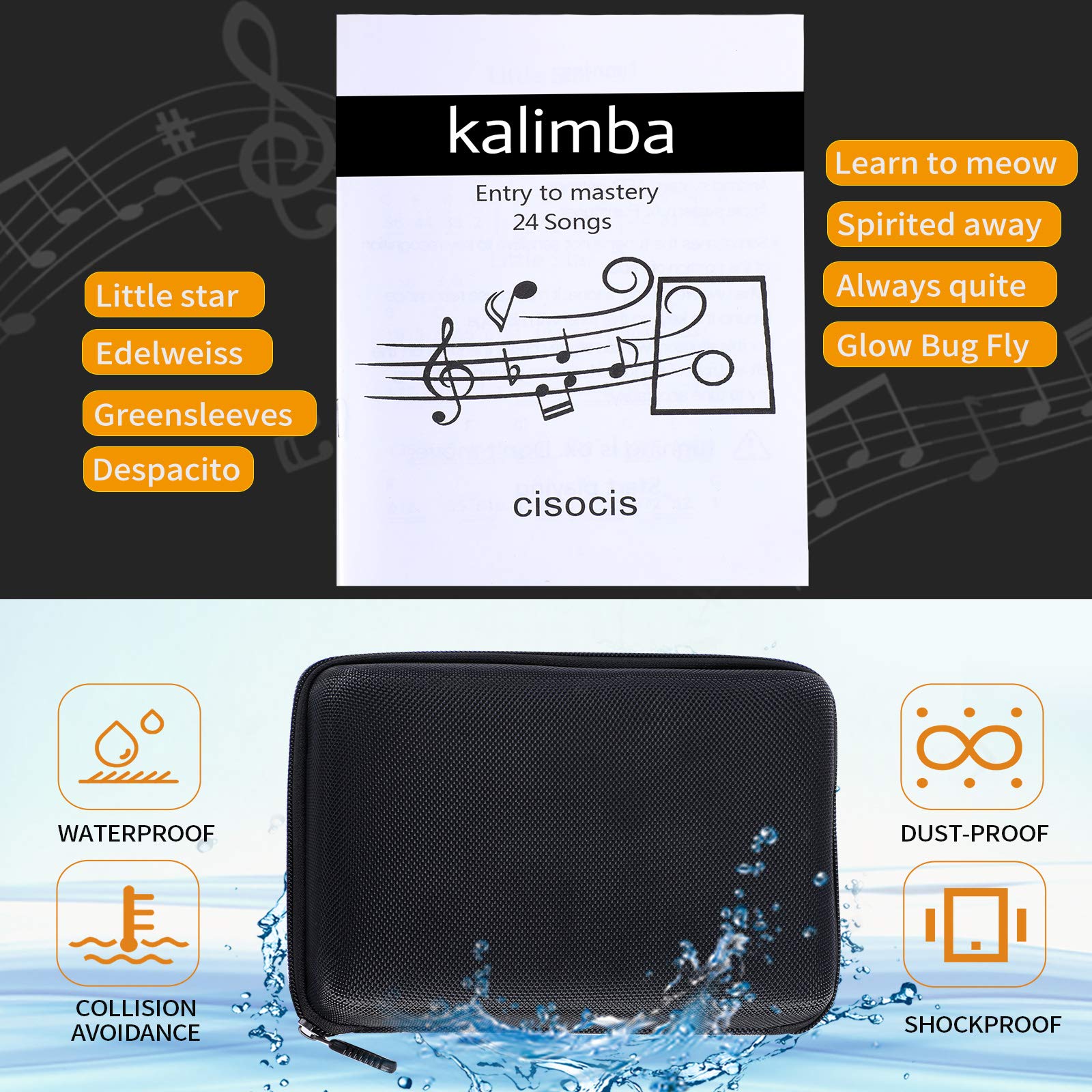 Kalimba kits,Portable Thumb Piano with Songbook,Musical Instrument Gift (Reindeer-Brown)