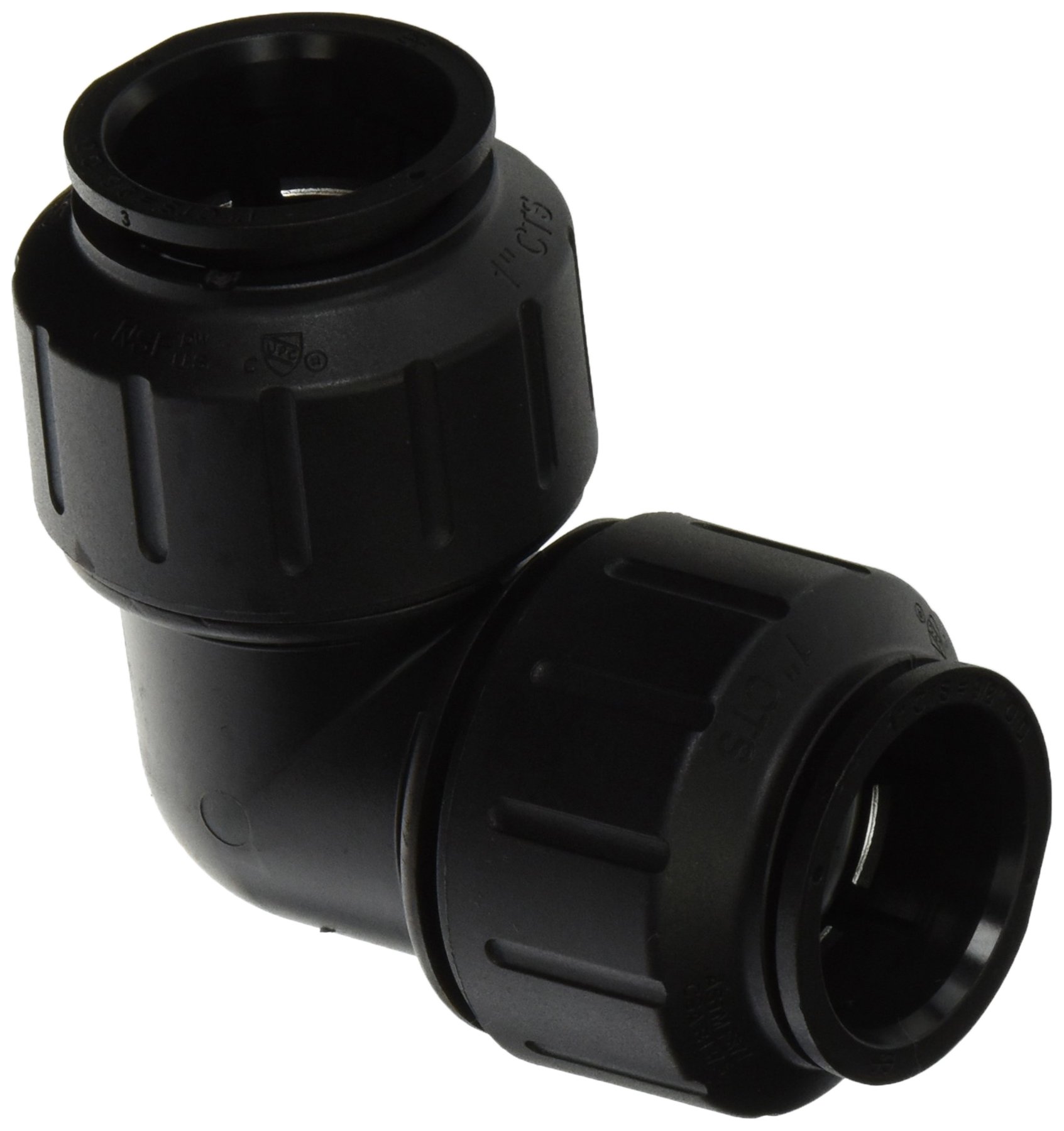 John Guest Speedfit 1 Inch CTS Union 90 Degree Elbow, Push to Connect Plastic Plumbing Fitting, Black, PEI0336E