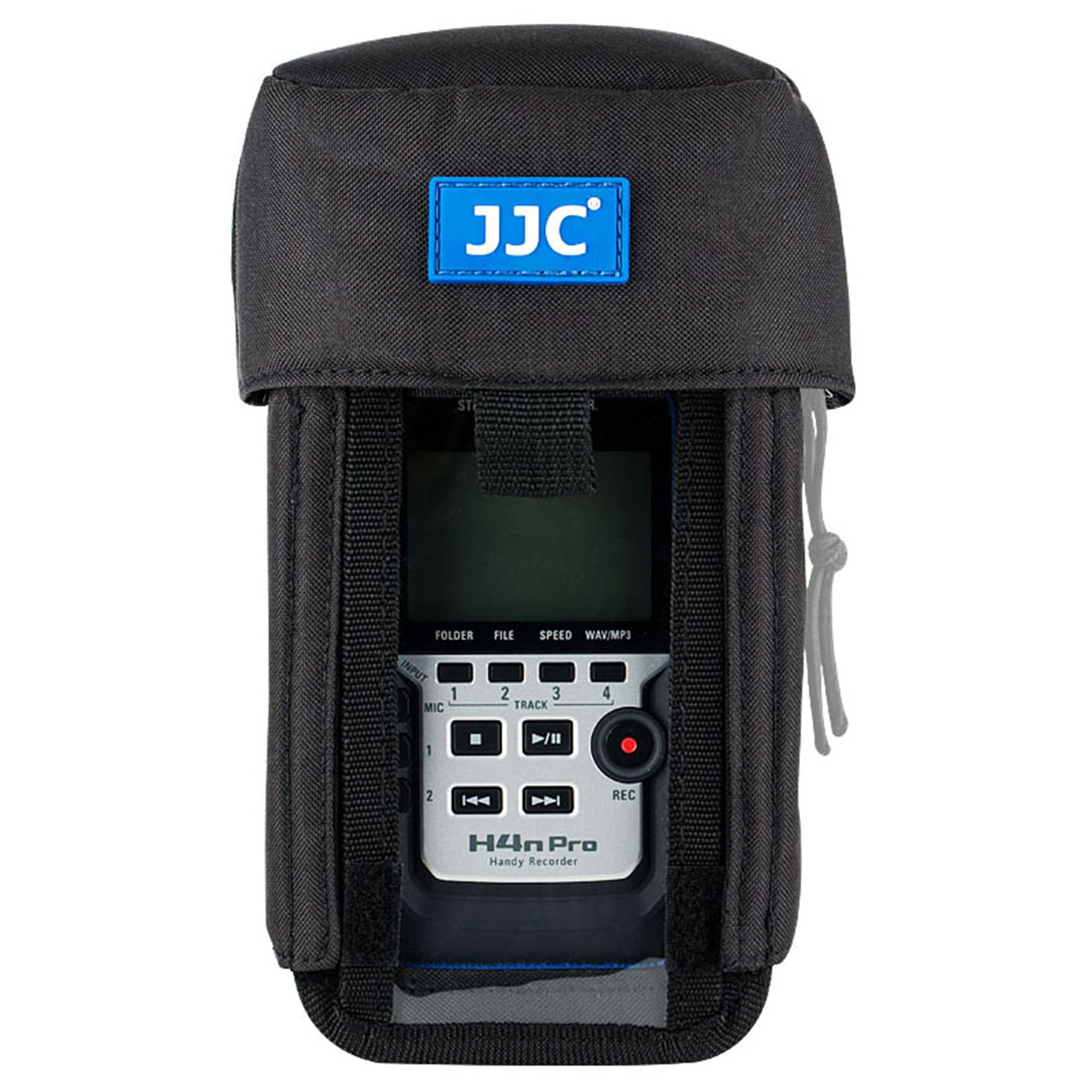 JJC H4n Protective Carrying Storage Pouch Case Bag for Zoom H4n Pro All Black & Tascam DR-40 Handy Portable Recorder replaces Zoom PCH-4n Case, with Clear Visible Front Face Cover Protector