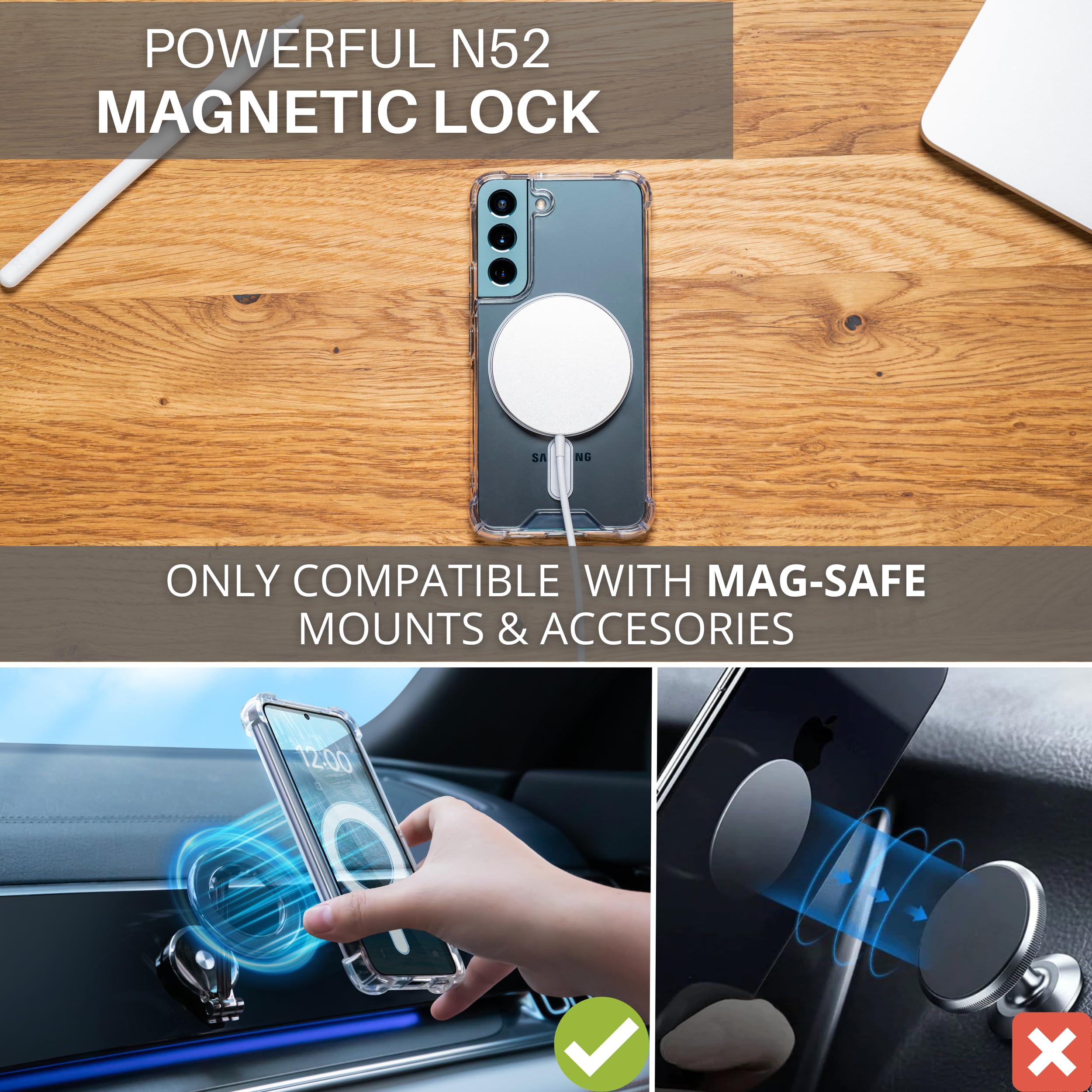 JProtect Magnetic Case for Samsung Galaxy S21 Plus for MagSafe Case/Shockproof Samsung S21 Plus Case for MagSafe Transparent/Clear Phone Case Funda para Samsung Galaxy S21 Plus Case Magnetic