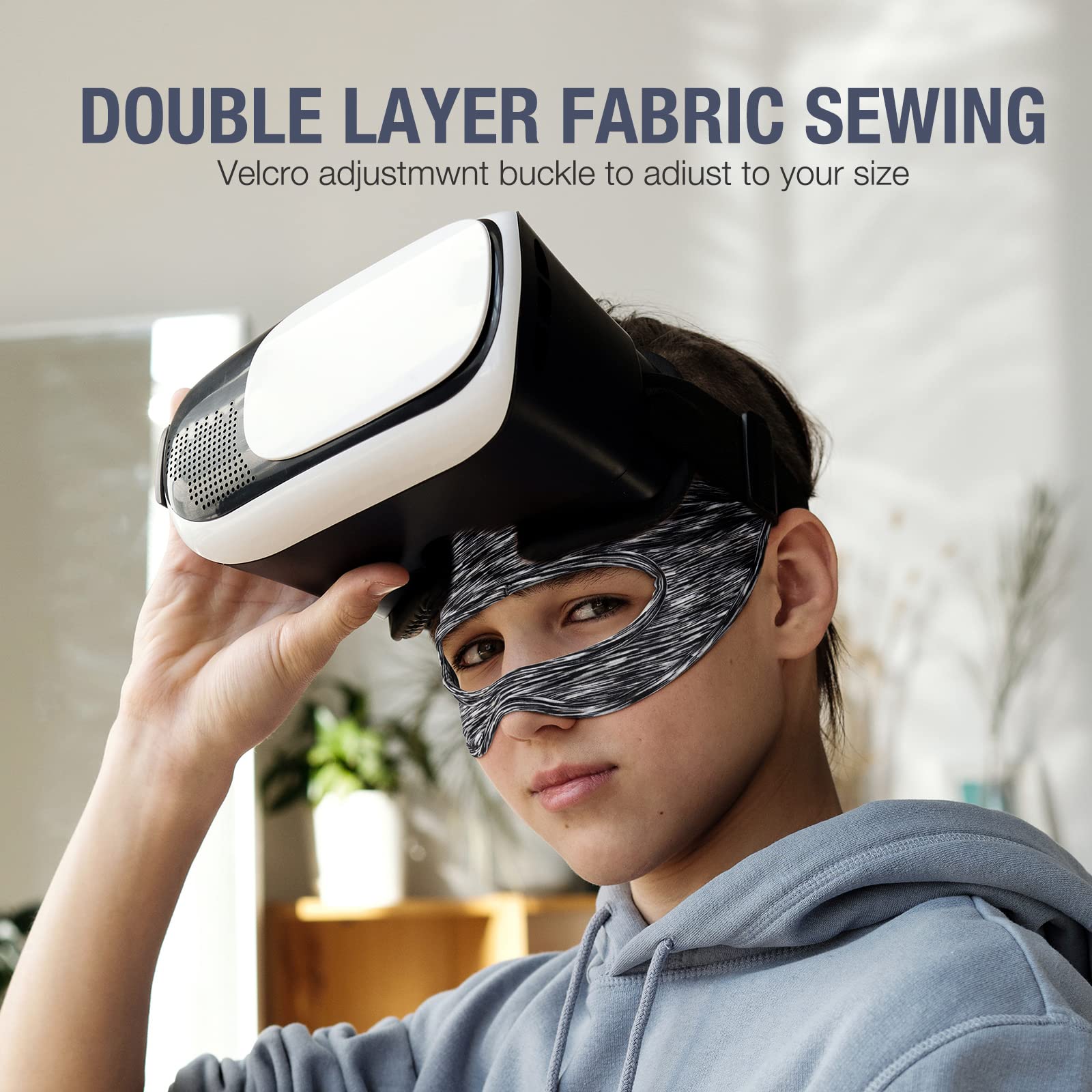 Mopoin 2PCS VR Eye Mask Cover, Adjustable Breathable Elastic Sweat Band Home VR Headsets Padding for Use VR Oculus Quest 2 Workouts Face Accessories