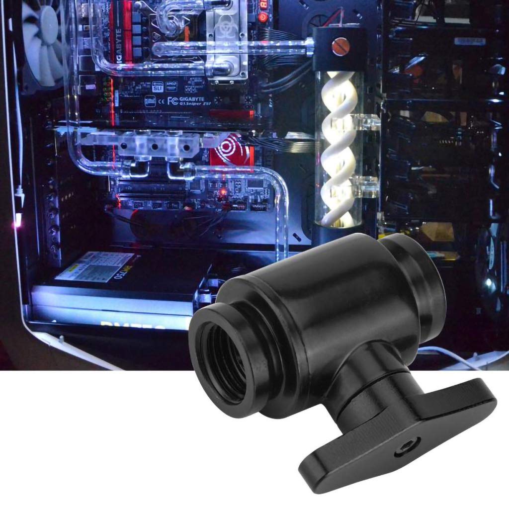 IronBuddy G1/4" Ball Valve Water Shutoff Valve Water Stop Valve for PC Water Cooling System (Black Handle)