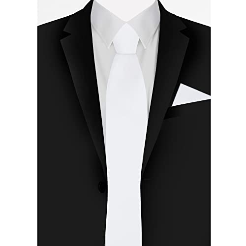 Jacob Alexander Men's Pocket Square Solid Color Handkerchief - White