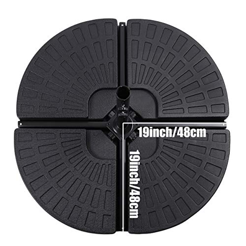 Sunnyglade 18.9" 4Pcs 13L Fan Shaped Water or Sand Filled Umbrella Base/Fan Style Self-Filled Cantilever Offset Umbrella Base Stand Suitable for All Kinds of Cross Tiles (Black)
