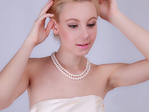 JYX Double-row 8mm Flatly-round Freshwater Cultured Pearl Necklace 22"