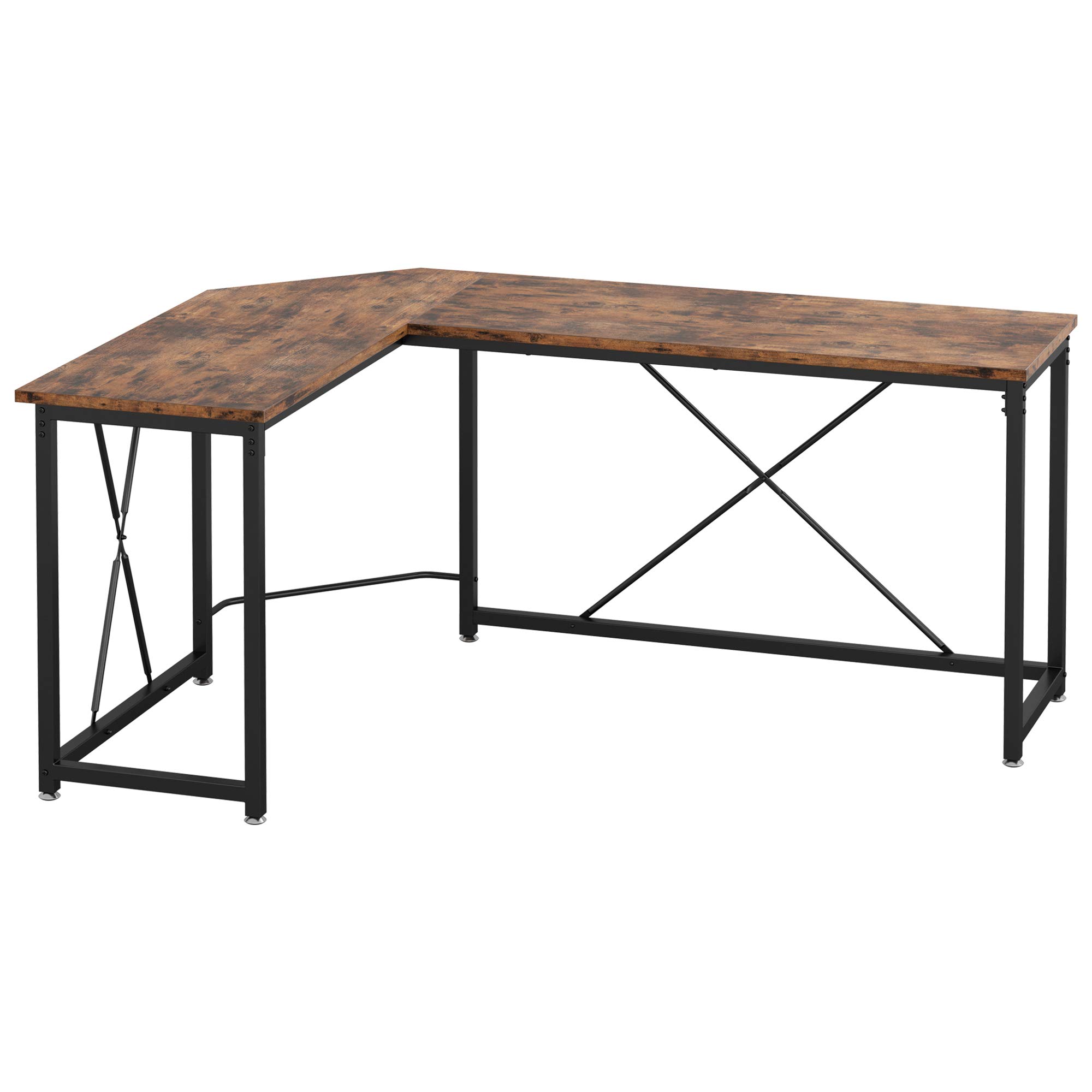 IRONCK L-Shaped Computer Corner Desk, Industrial L-Shaped Writing Workstation, Gaming Desk for Home Office, Space-Saving, Easy to Assemble, Rustic Brown