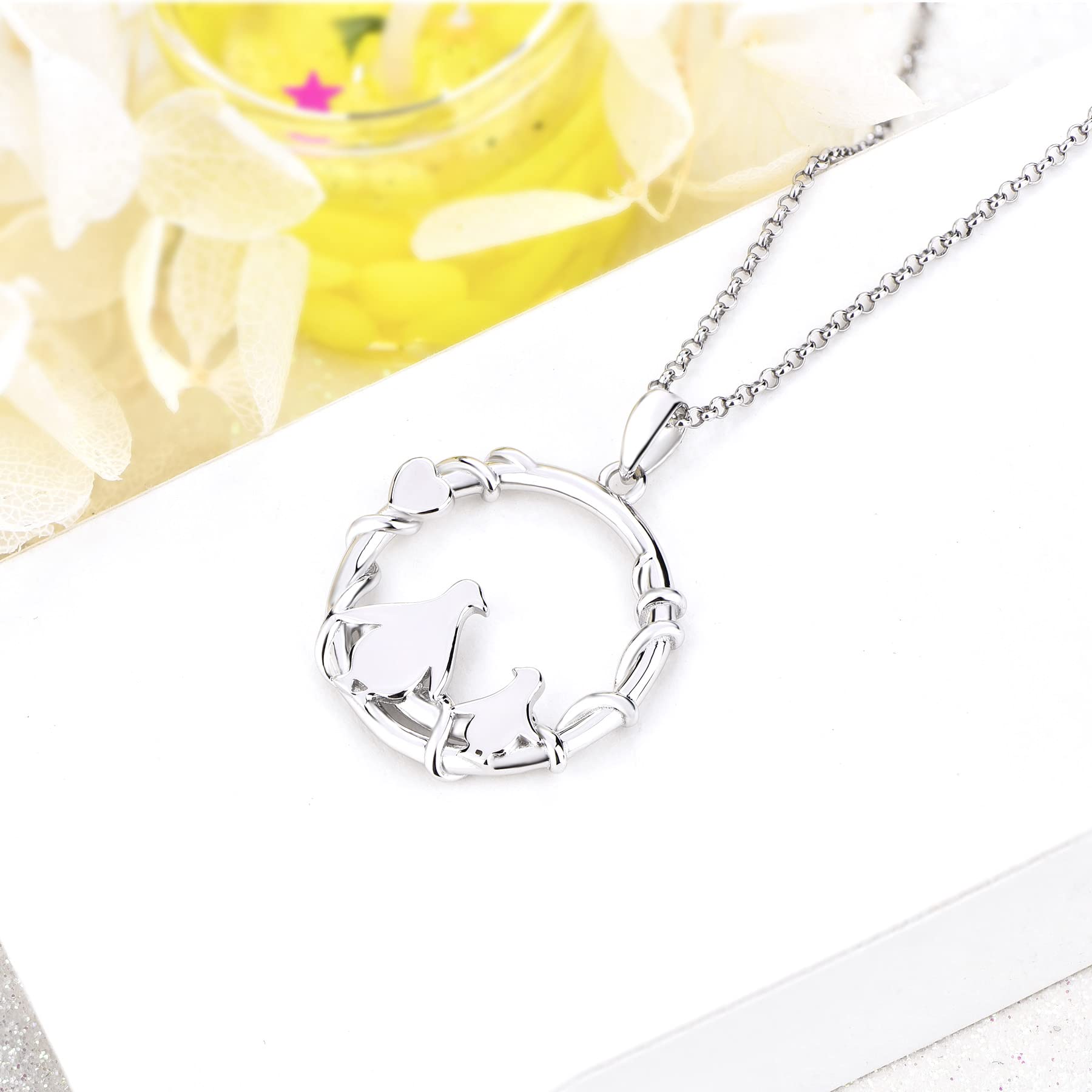 JO WISDOM 925 Sterling Silver Cubic Zirconia Penguin Pendant Necklace,18+2" Extender
