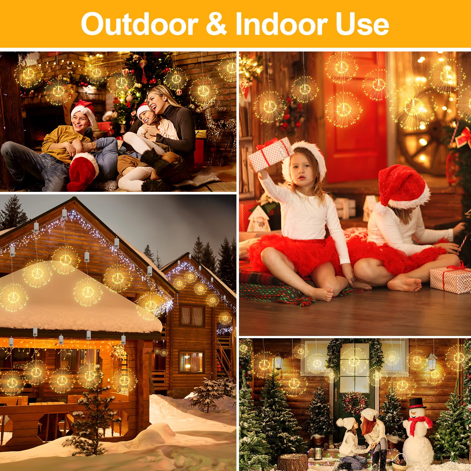 KIKILIVE 4 Pack Hanging Christmas Lights, LED Copper Wire Lights Fairy String Lights, Dimmable Decorative Twinkle Lights 8 Modes Waterproof with Remote Control for Garden Wedding Party