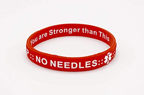 MandM NO BP, NO Needles for Dialysis, Lymphedema Arm Alert Silicone Bracelets, Wristbands Blue and Red(2)