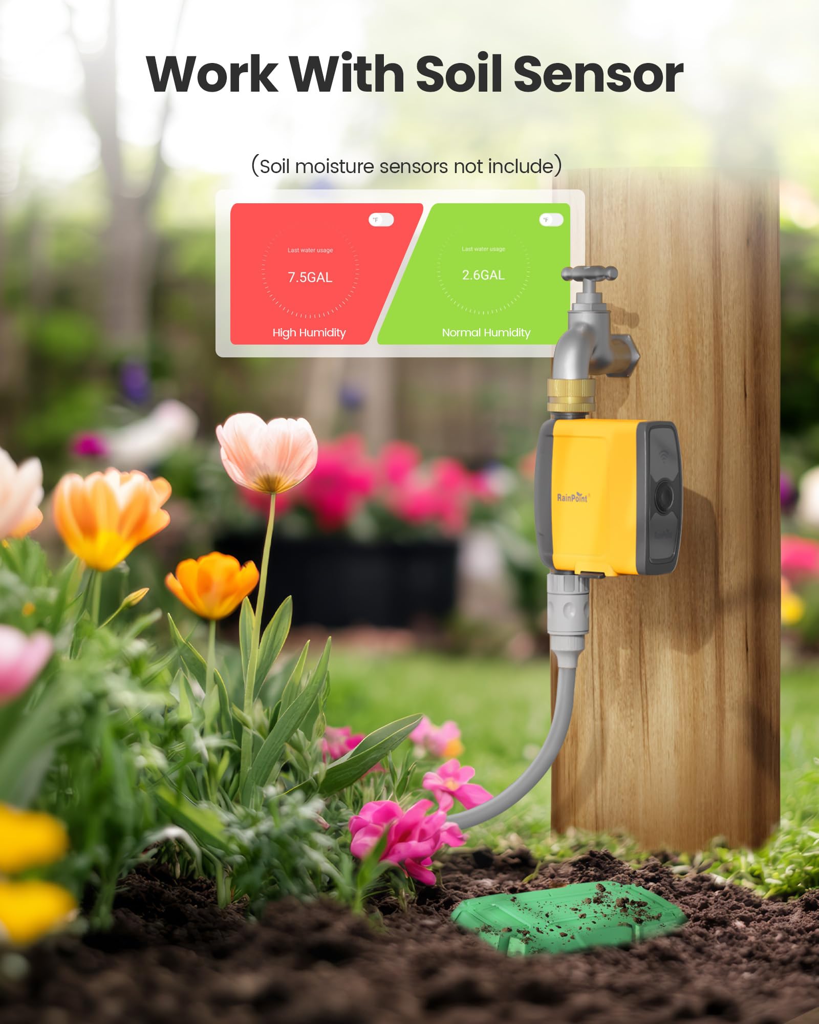 RAINPOINT WiFi Water Timer TTV103WRF Brass Inlet, Only WiFi Sprinkler Timer, No WiFi Hub, Must be Used with TWG004WRF WiFi hub