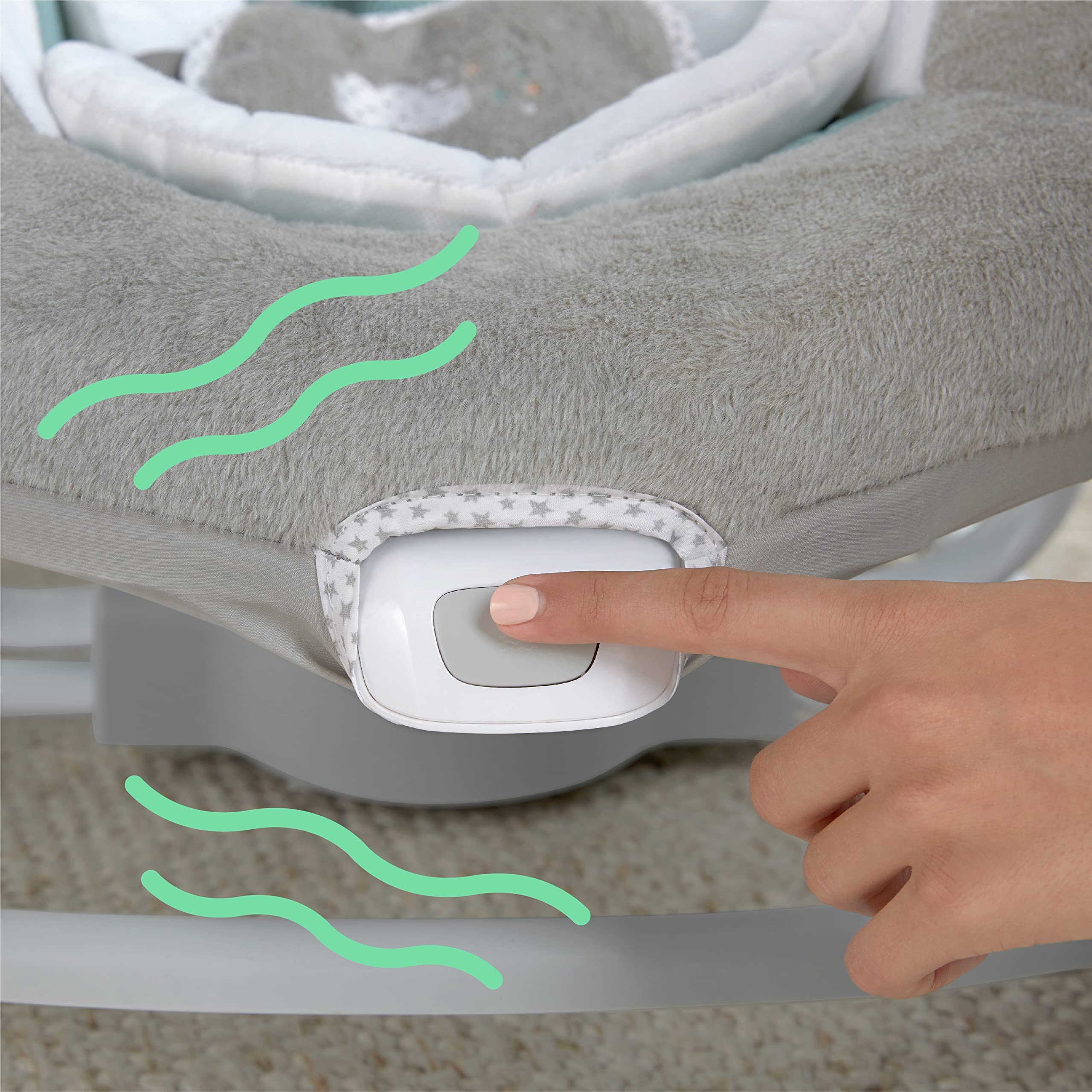 Ingenuity InLighten 6-Speed Foldable Baby Swing with Light Up Mobile, Swivel Infant Seat and Nature Sounds, 0-9 Months Up to 20 lbs (Twinkle Tails Bunny)