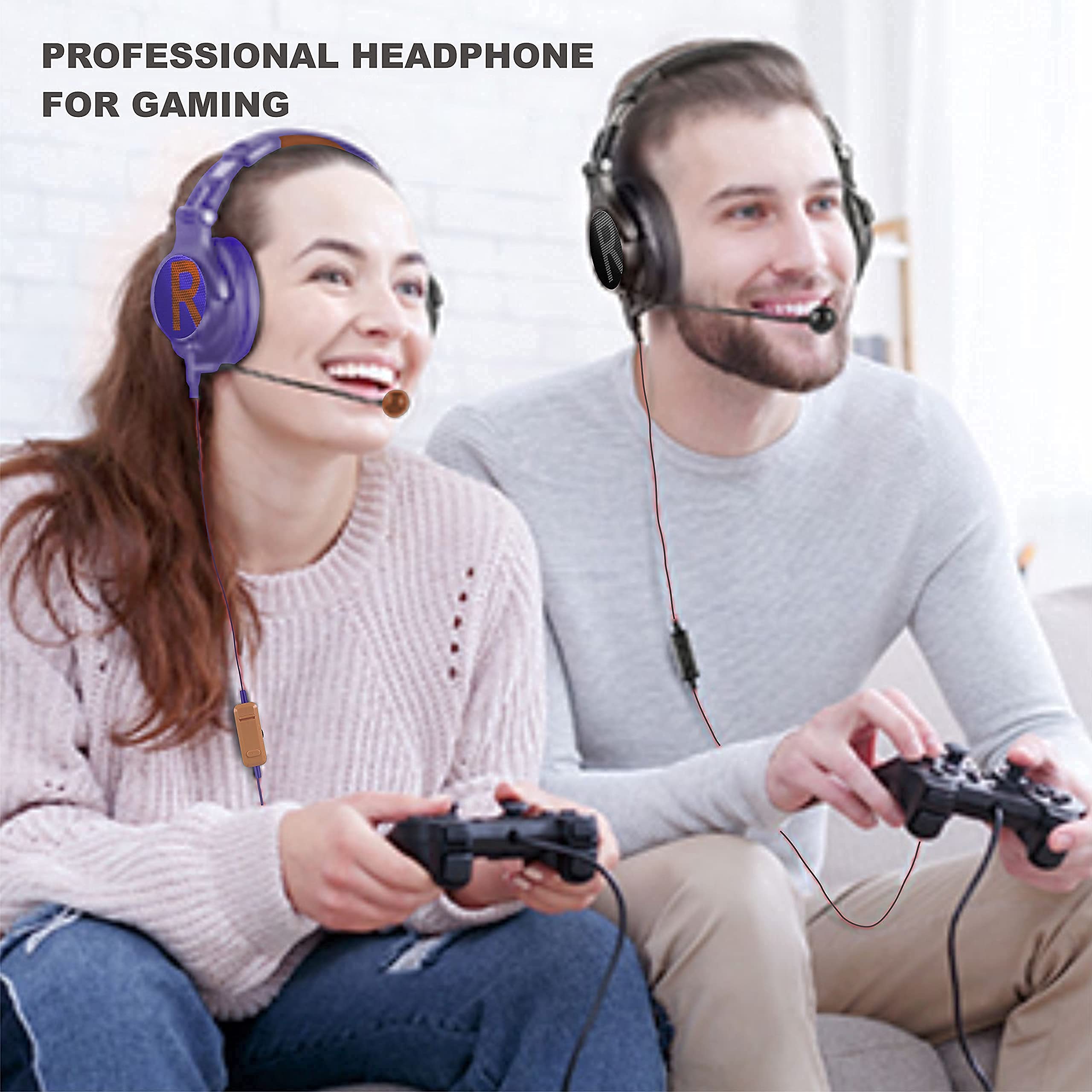 Prosonic DJ2XG Headsets with Boom Mic, Wired Over Ear Headphones for Business Meeting, Skype Zoom, PC Gaming,PS4, Xbox One, Discord, Podcast, Headset with SharePort & Volume Control (Blue)
