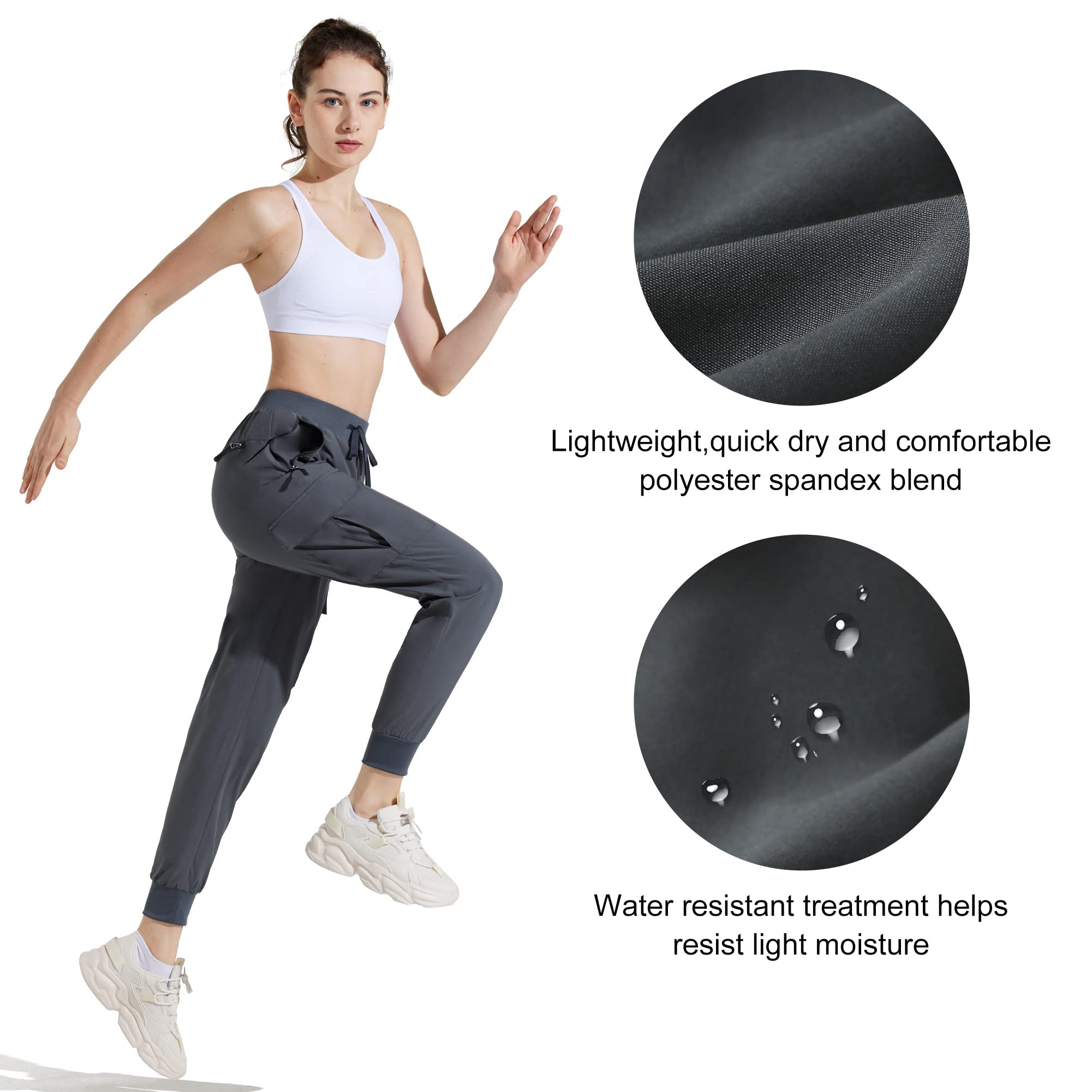 M MAROAUT Women's Hiking Pants Athletic Cargo Joggers with Zipper Pockets