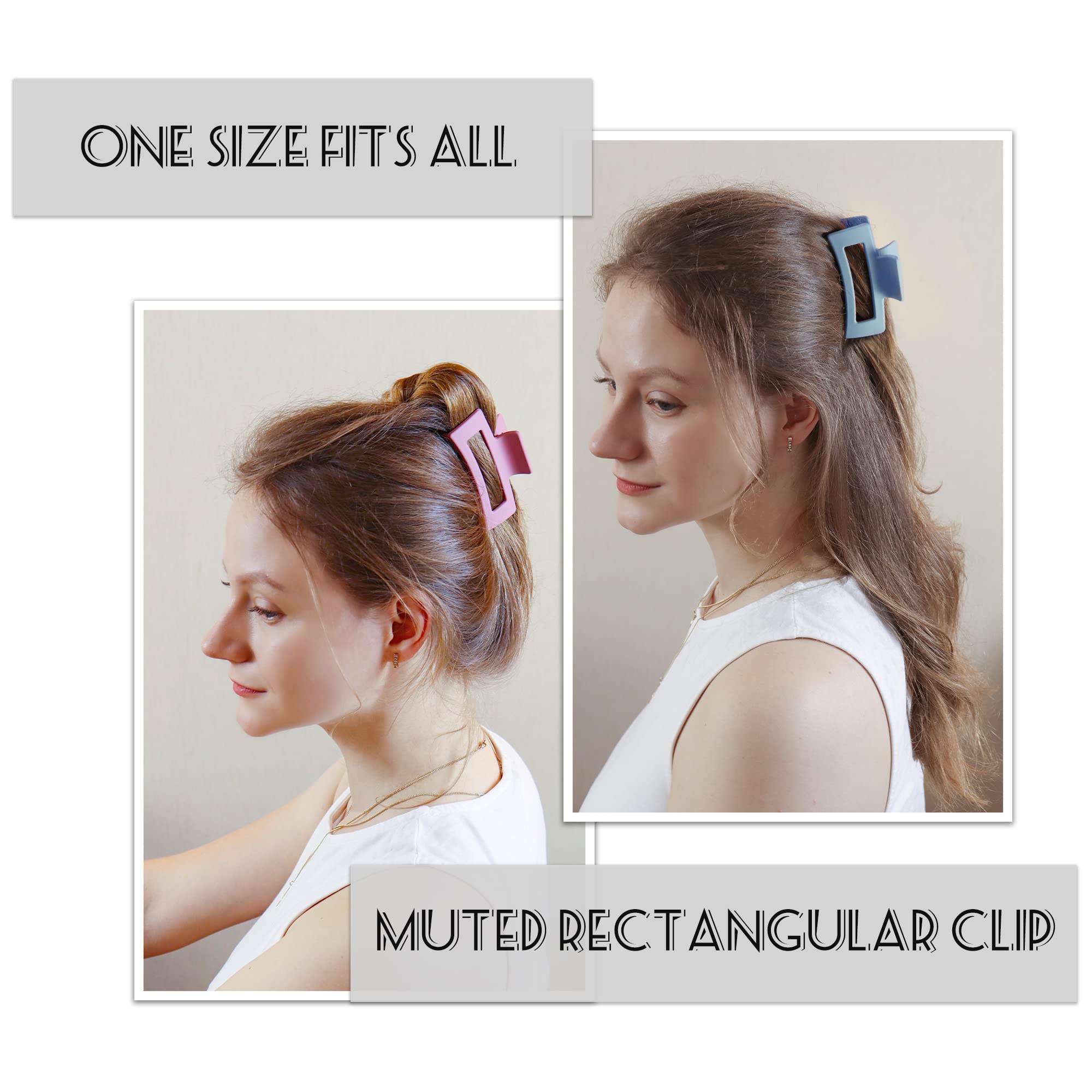 Vsiopy 10 Pack Women's Hair Clips - 3.5 Inch Matte Double Row Claw Clips for Thick, Curly or Thin Hair