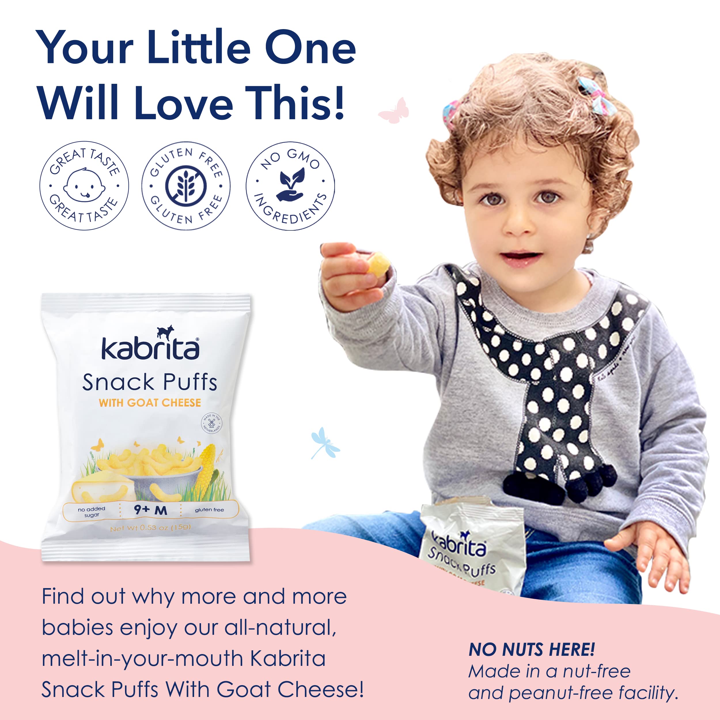 Kabrita Snack Puffs With Goat Cheese, 0.53 Ounce (Pack of 24)